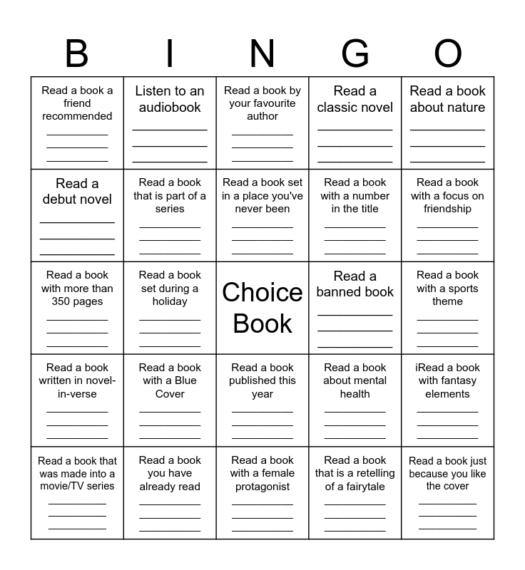 Book Bingo Card