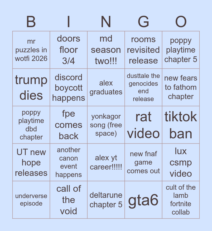 2026 bingocard Bingo Card