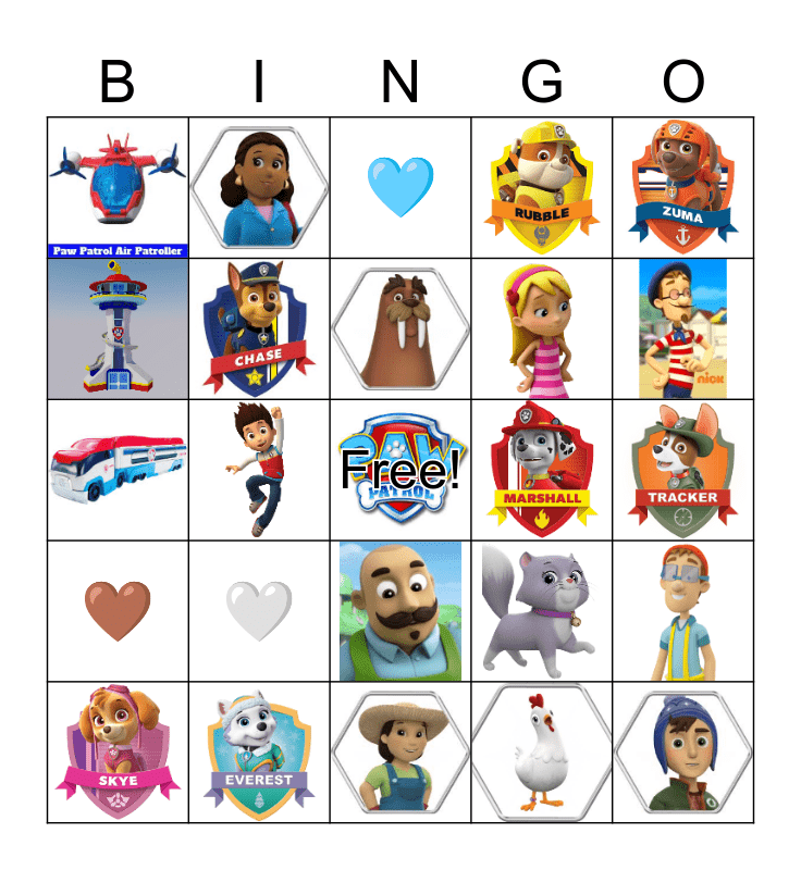 PAW PATROL BINGO Card