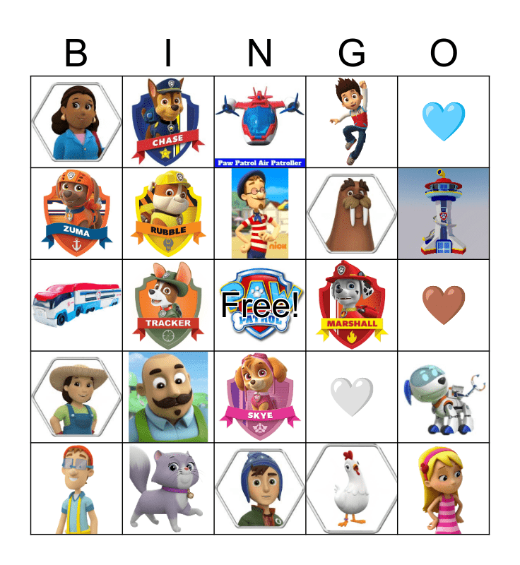 PAW PATROL BINGO Card