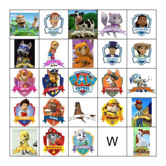 Paw Patrol Bingo Card
