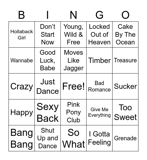 FRONT ROW #2::::: Bingo Card