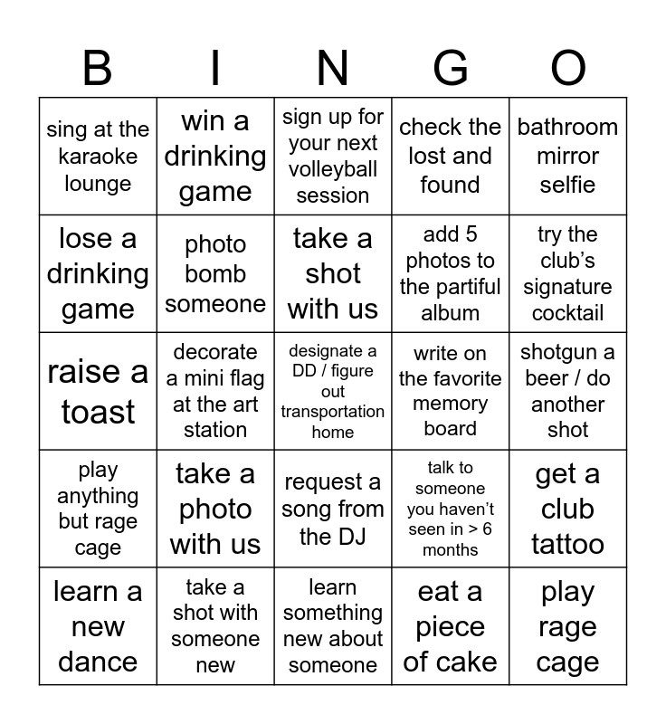 Blackout Bingo Card