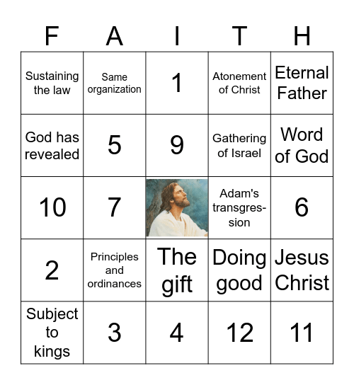 Articles of Faith Bingo 2 Bingo Card