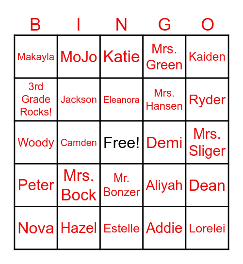 NAME BINGO Card