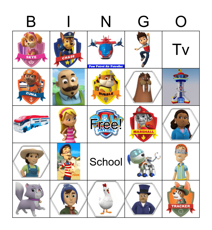 PAW PATROL BINGO Card