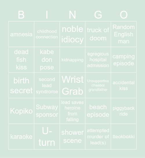 K-Drama Bingo Card
