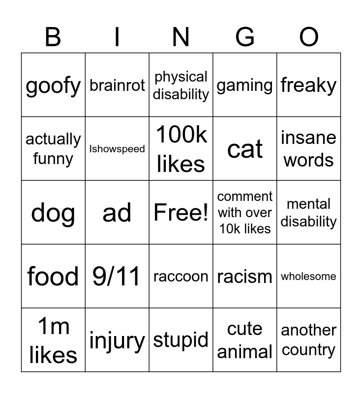 insta bingo Card