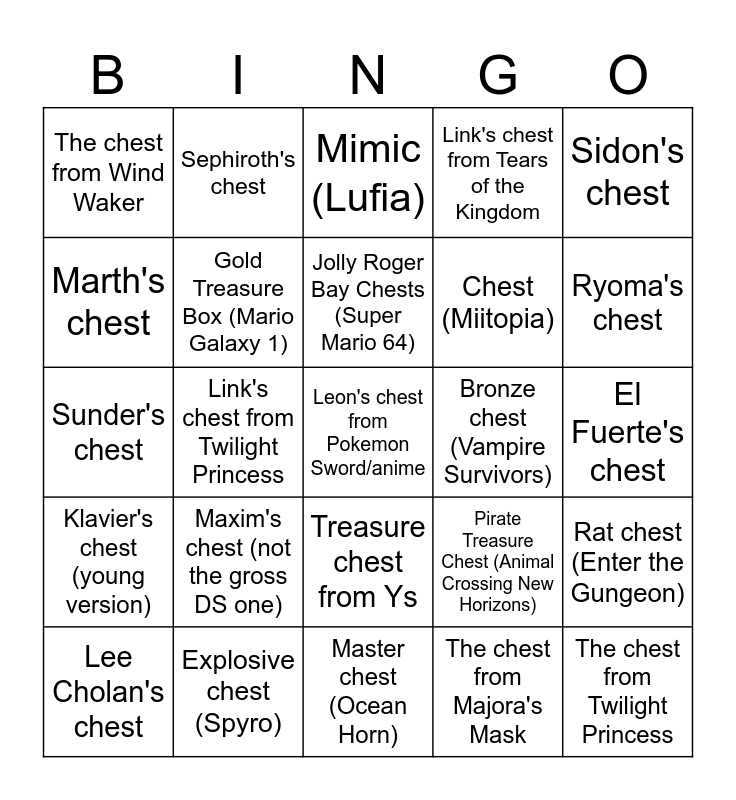 Rahen Best Chests [Round 2] Bingo Card