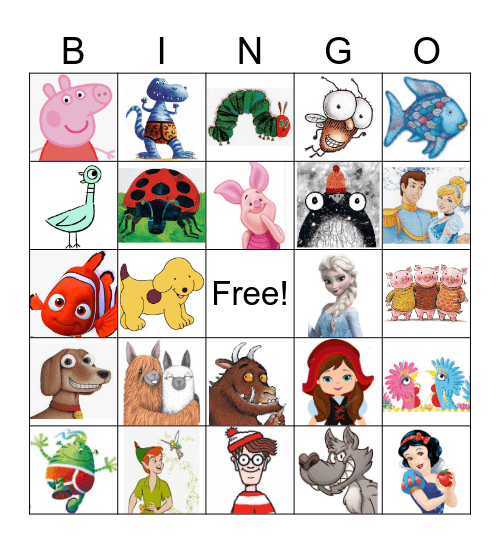 Book Characters (Junior Primary) Bingo Card