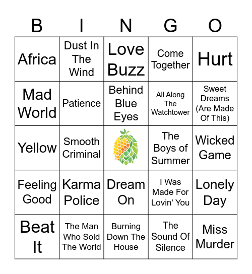 Rock Covers Bingo Card