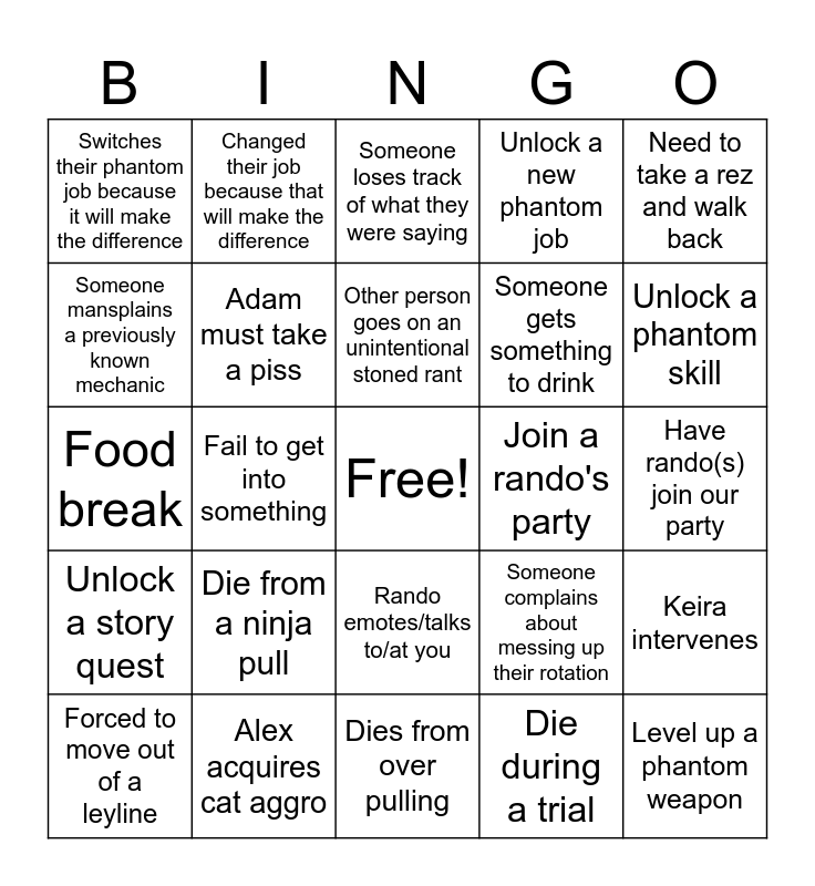 occult cwason bongo Bingo Card