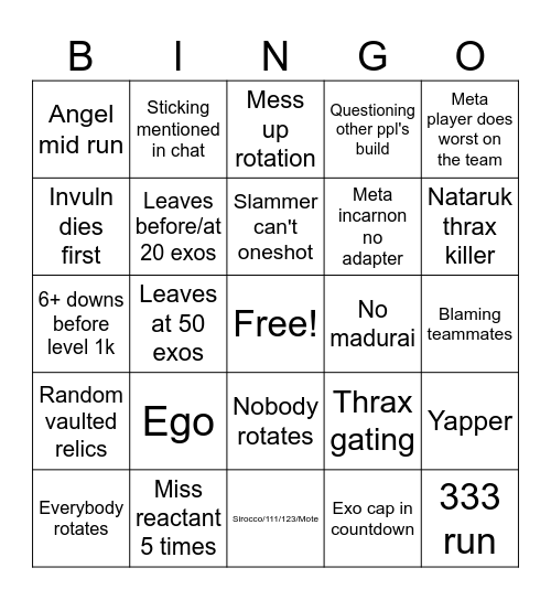 Recruit Chat Cascade Bingo Card