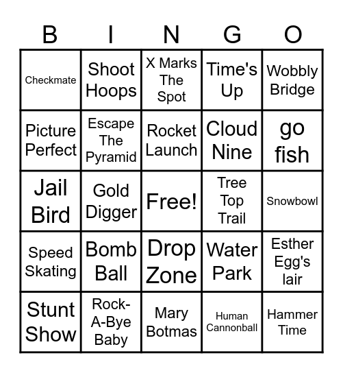 Elimination Tower's challange list Bingo Card
