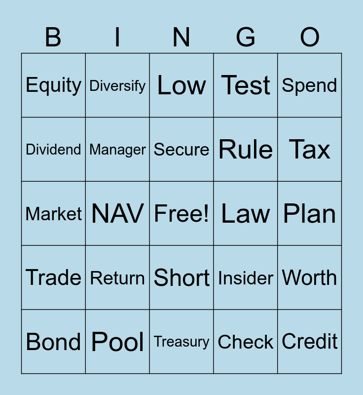 Finance Basics Bingo Card