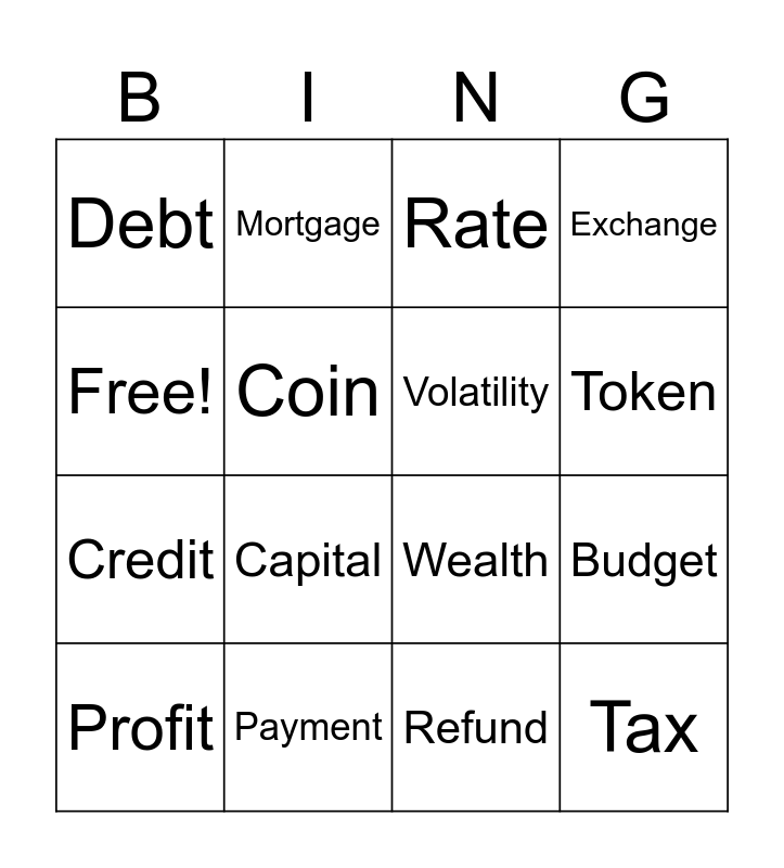 Finance & Crypto Bingo Card