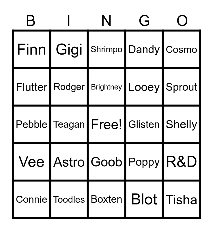 Dandy's world twisted bingo Card