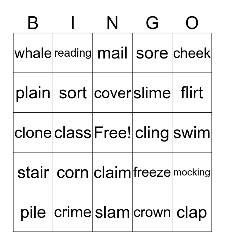 Blending Words Bingo! Bingo Card
