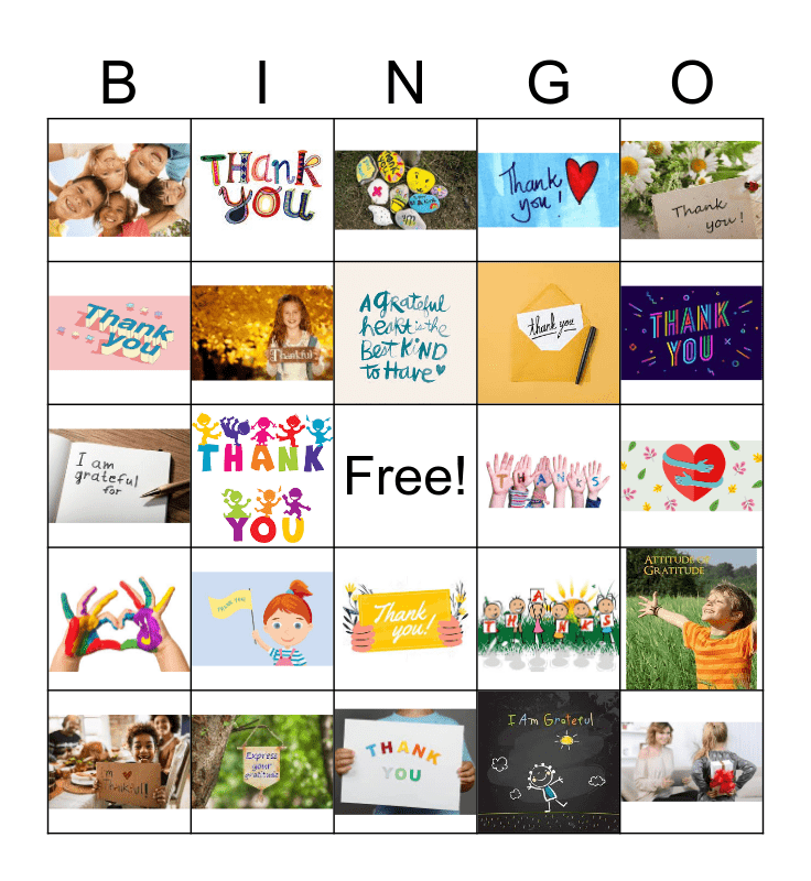 Gratitude Bingo Card