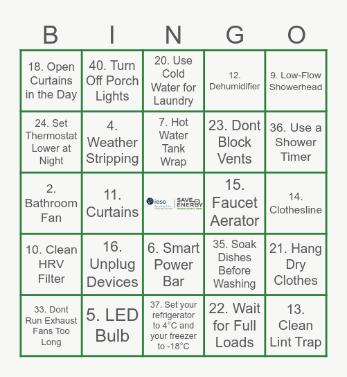 Remote First Nations Energy-Efficiency Program Bingo Card