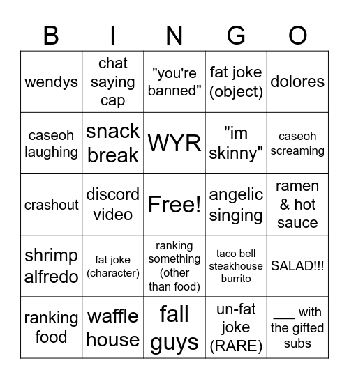 CaseOh Moments Bingo Card