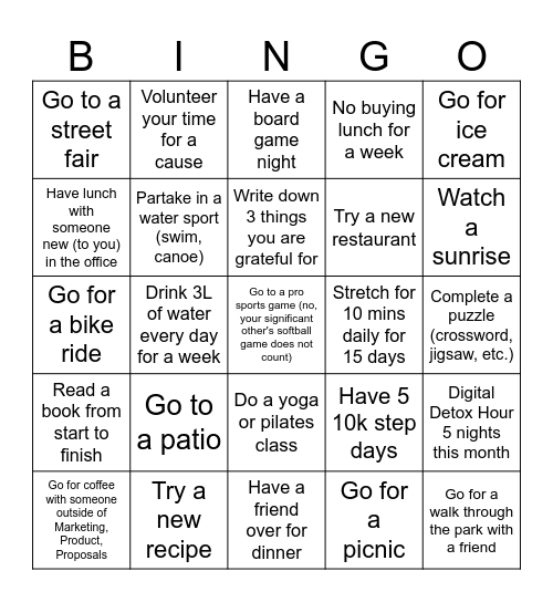 Spring into Summer Bingo Card