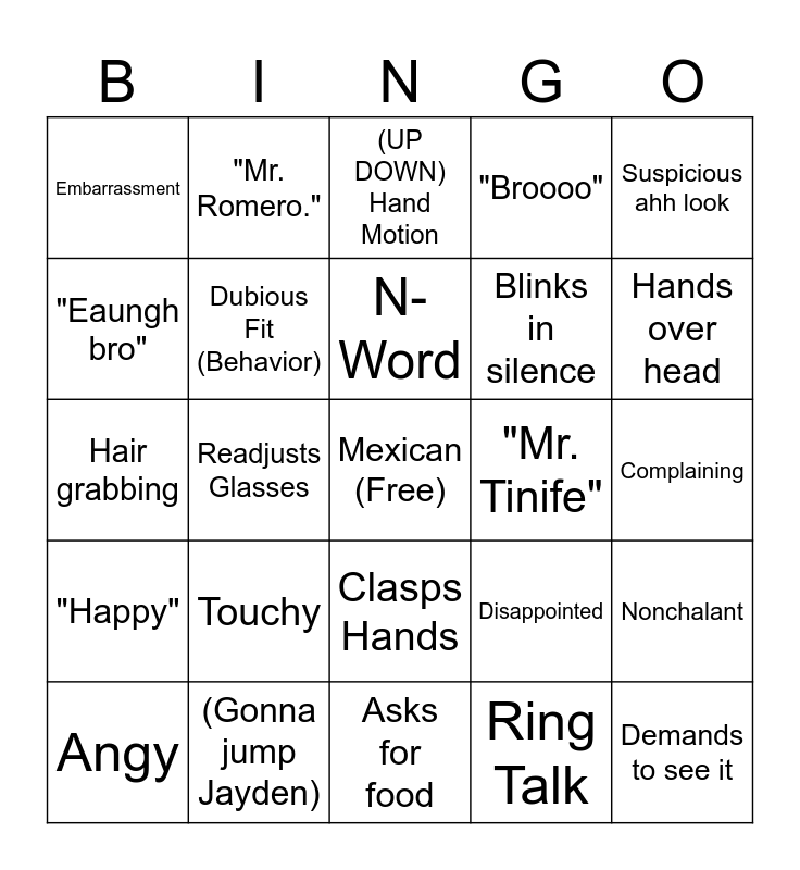 Edric Bingo Card