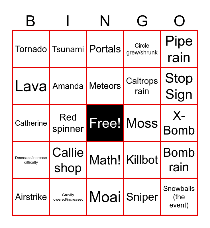 The Circle events bingo Card