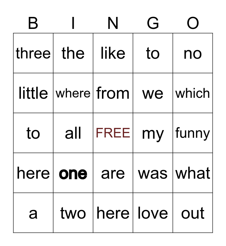 Fun Friday Bingo Card