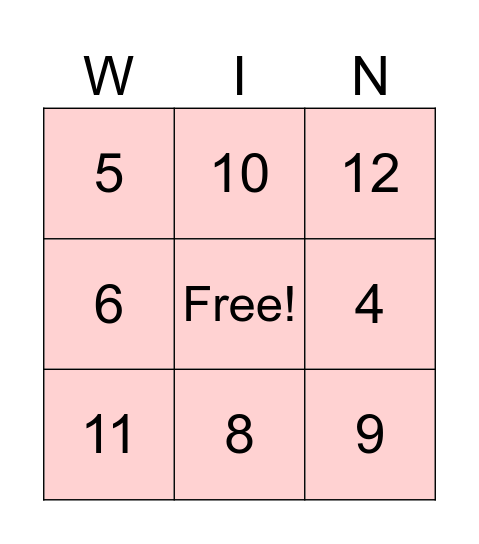 Parametrics and Vectors Bingo Card
