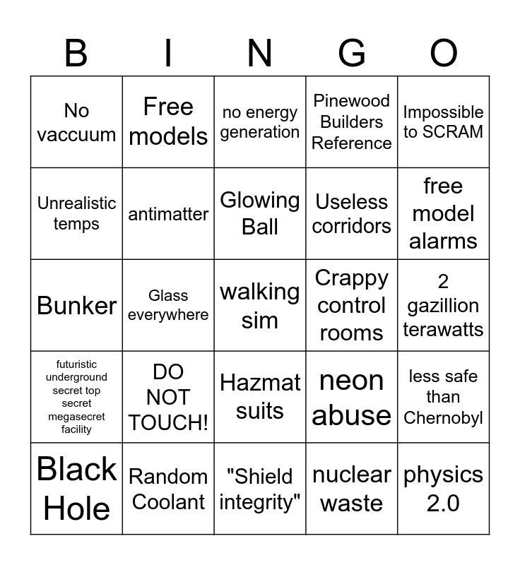 Crappy Core Games Bingo Card
