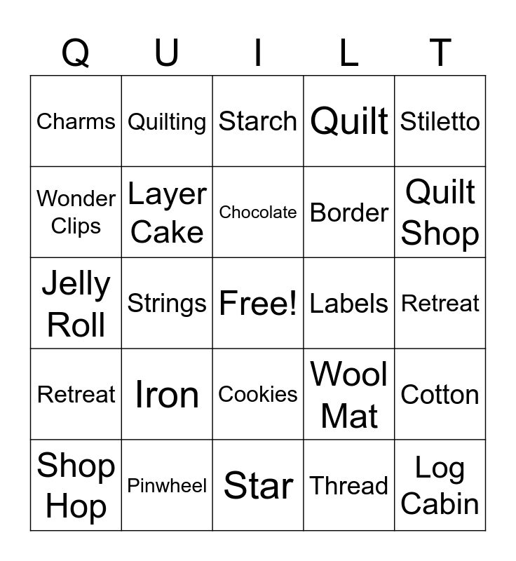 Quilt Retreat Bingo Card