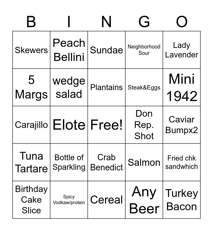 The Charlotte Bingo Card