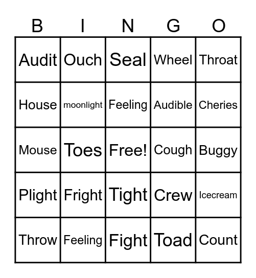 Vowel Teams Bingo Card
