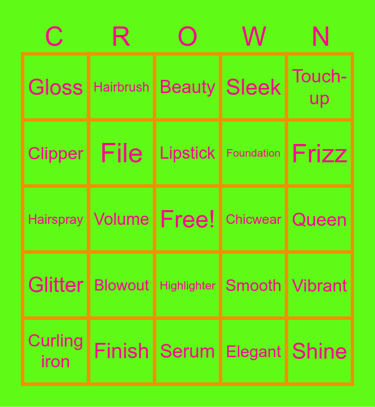 Crown Bingo Card