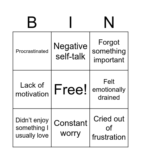 BURNOUT BINGO Card