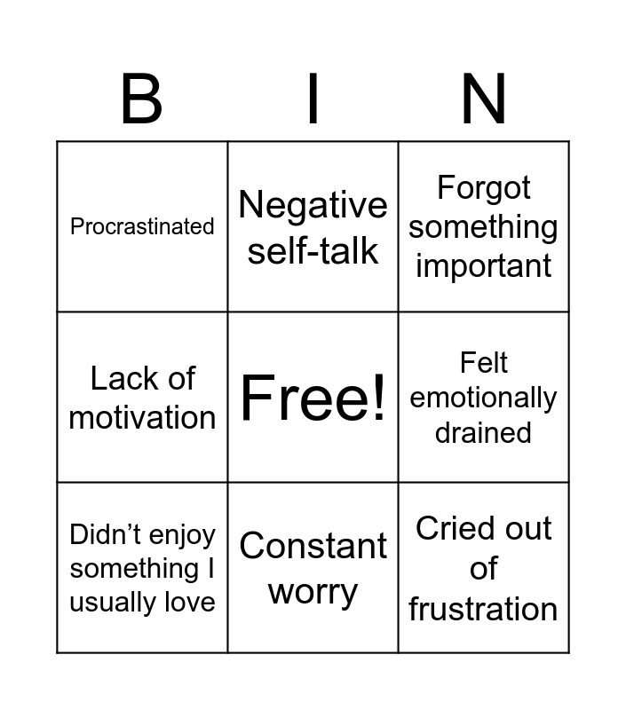 BURNOUT BINGO Card