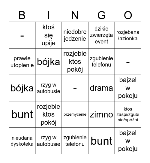 Bingo wycieczka 28-30.05.25 Bingo Card
