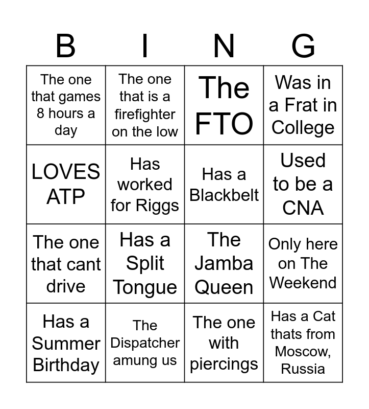 ATP BLACKOUT BINGO Card