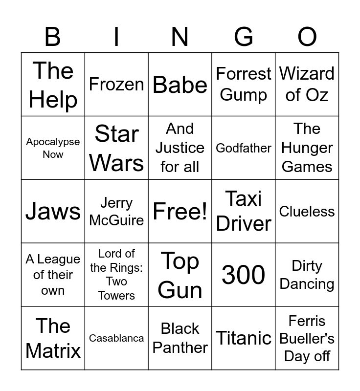 TRINGO Quote to MOVIE #13 Bingo Card
