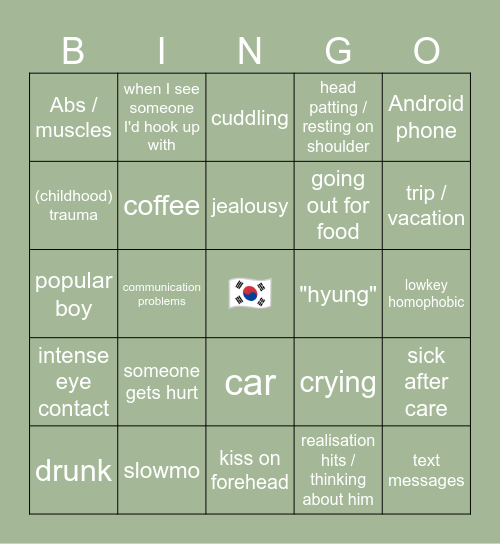 Korean BL Bingo Card