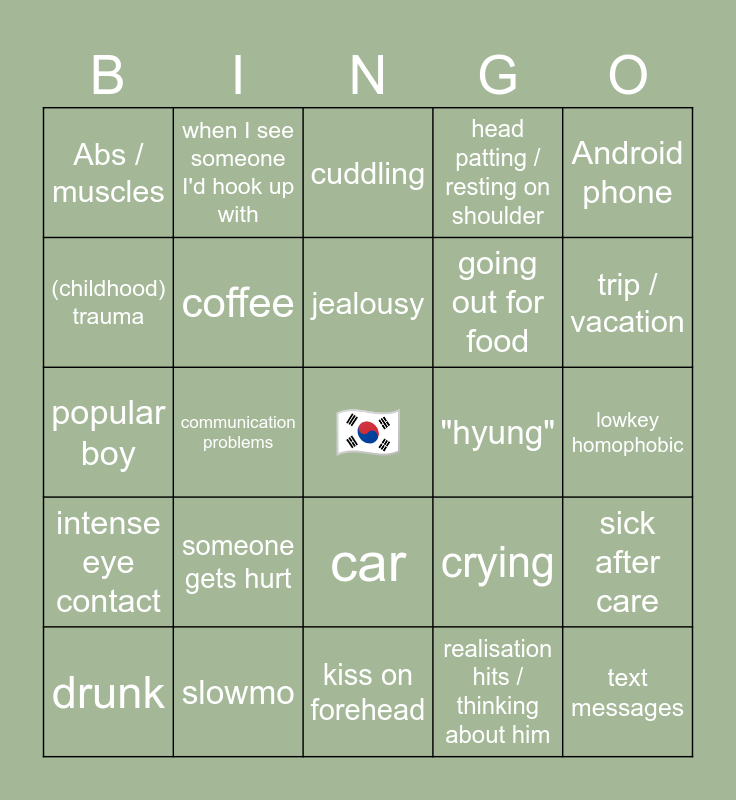 Korean BL Bingo Card