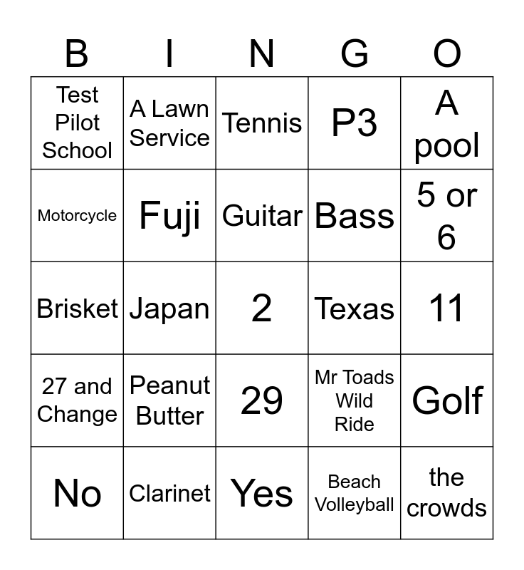 Bob Bingo Card
