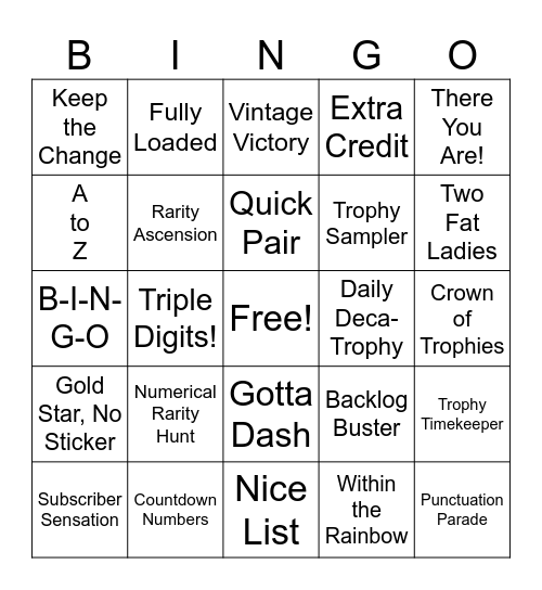 Solo Bingo Card
