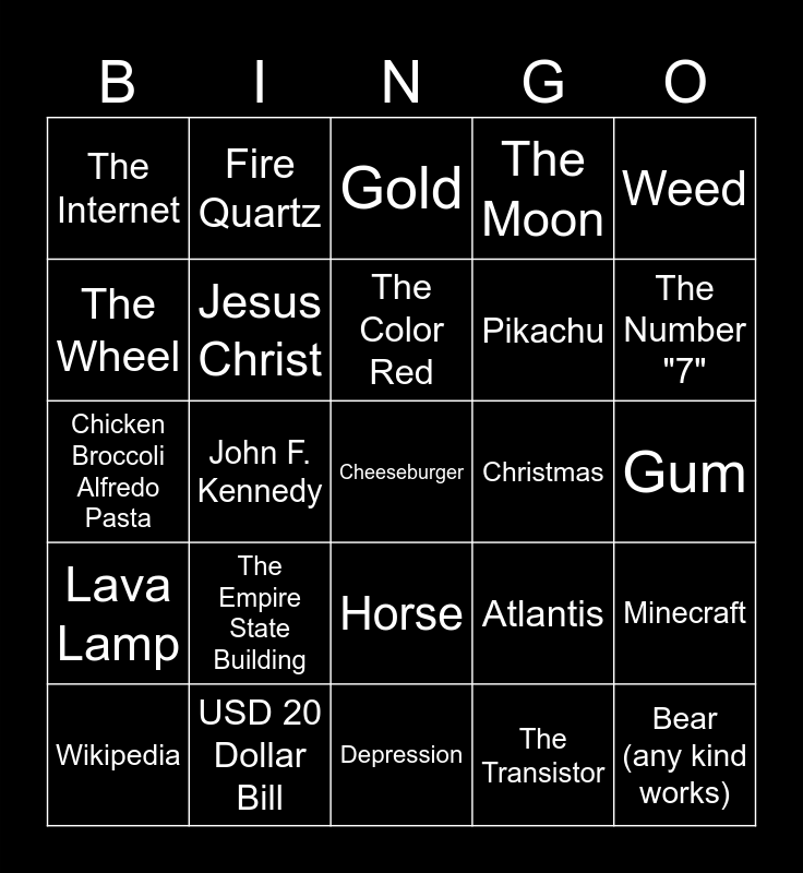 Infinite Craft Bingo Card