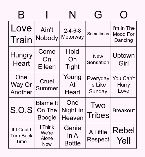 Pop Music Floorfillers 3 Bingo Card