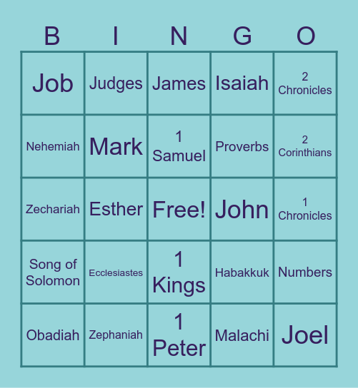 Books of the Bible Bingo Card