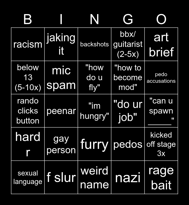 mod bingo Card