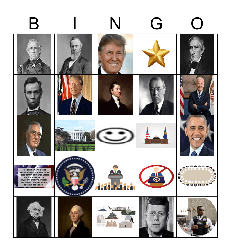 Presidential Bingo Card