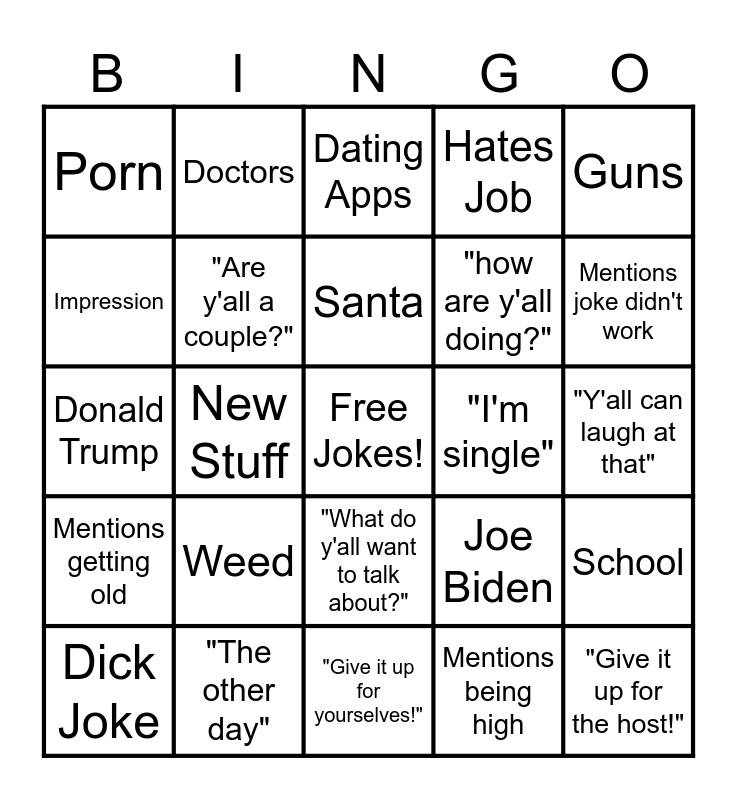 Comedy Bingo! Bingo Card